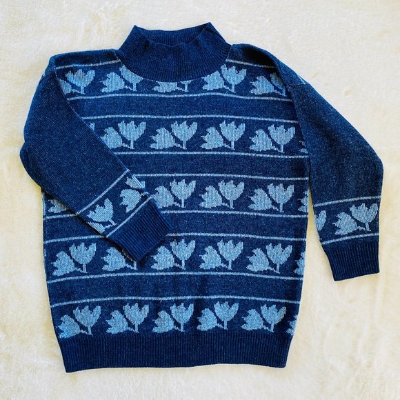 Bedford Fair | Sweaters | Vintage Cottagecore Sweater Blue Tulips ...